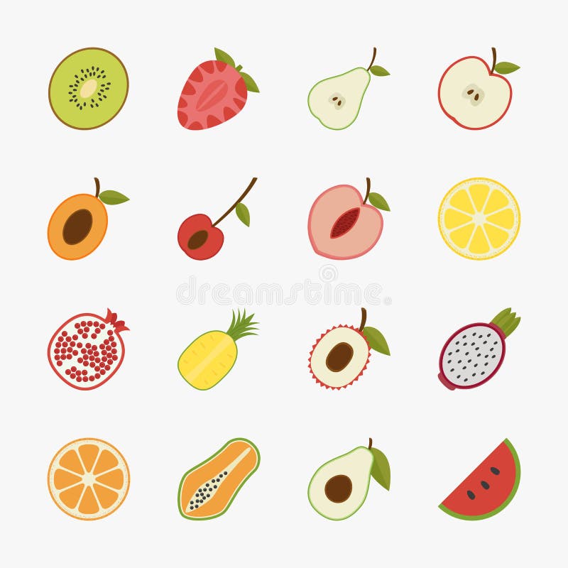 Fruit Icon. Flat Full Colors Design Stock Vector - Illustration of ...