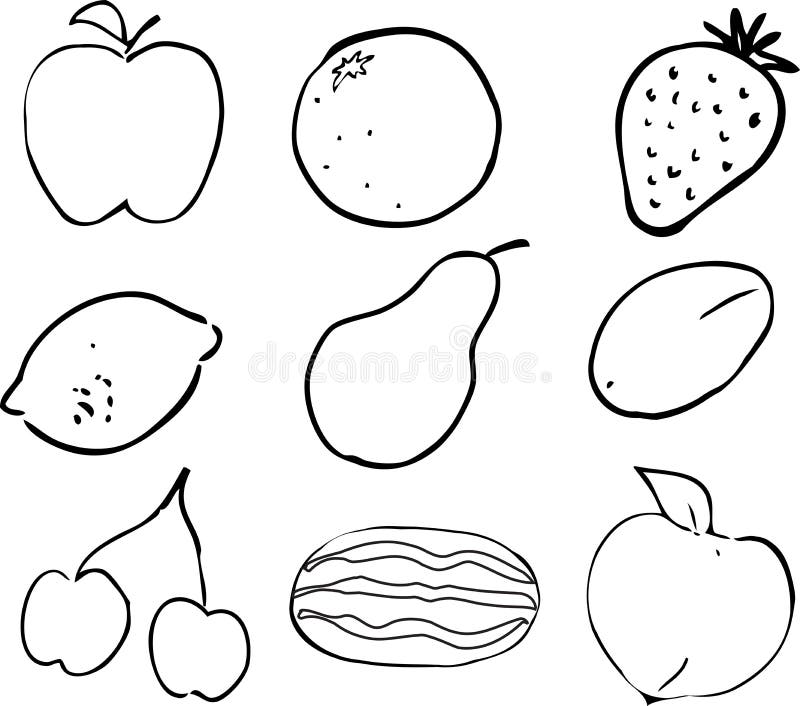 Fruits Clipart Black White Stock Illustrations – 1,331 Fruits Clipart ...