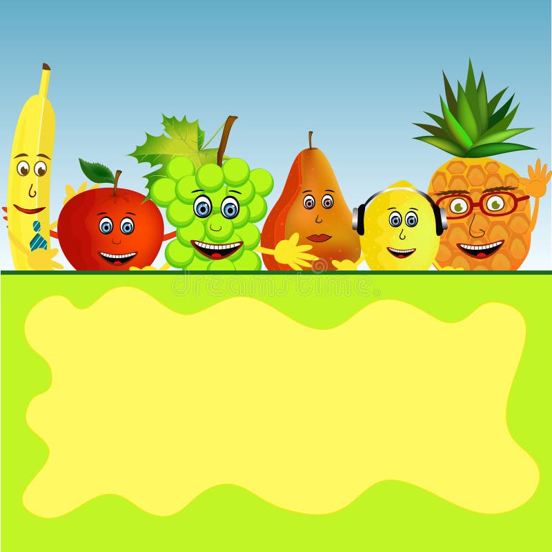 Fruit cartoon collage stock vector. Illustration of delicious - 52606307