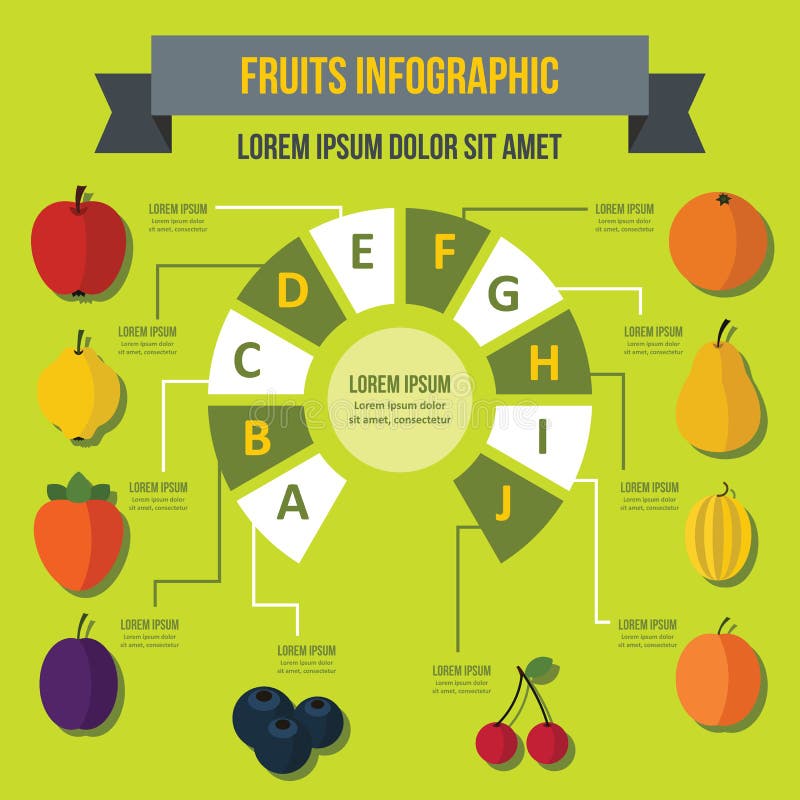 Fruit Infographic Concept, Flat Style Stock Vector - Illustration of ...