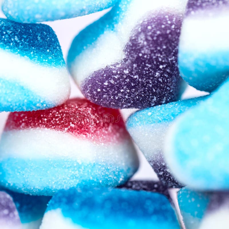Fruit Jelly Candies, Blue and Red Sweets Stock Image - Image of flower ...