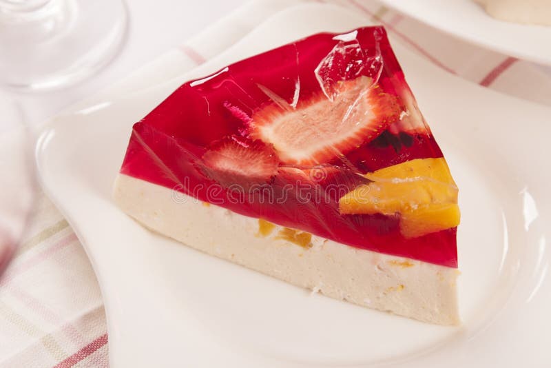 Fruit Jelly Dessert and Cream Stock Image - Image of cuisine, healthy ...