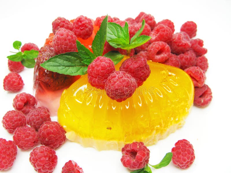 Fruit Jelly Dessert with Raspberry Stock Photo - Image of sweet ...