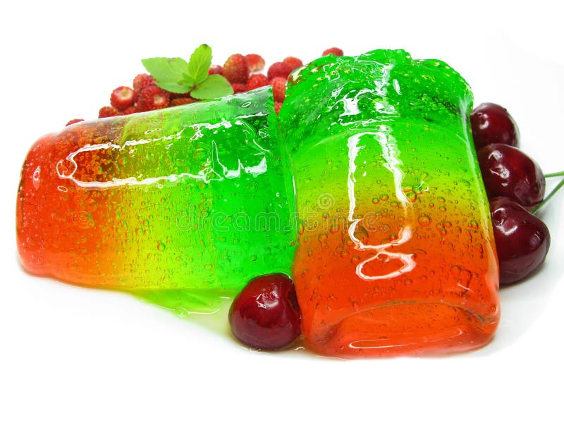 Fruit Jelly Dessert with Wild Strawberry Stock Image - Image of cherry ...