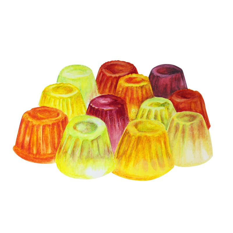 Fruit Jelly in the Shape of a Cup, Watercolor Stock Illustration ...