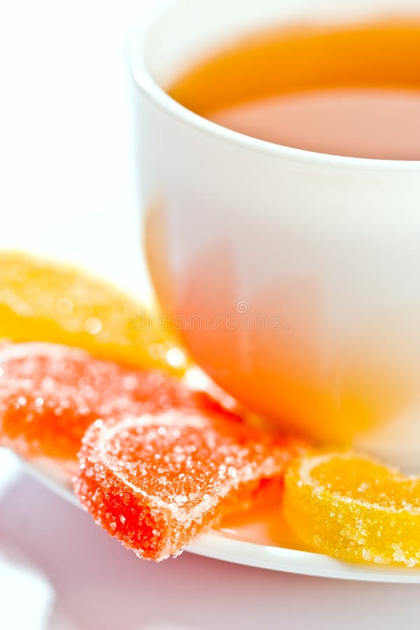 Fruit jelly and tea stock image. Image of sweetmeat, beverage - 5069627