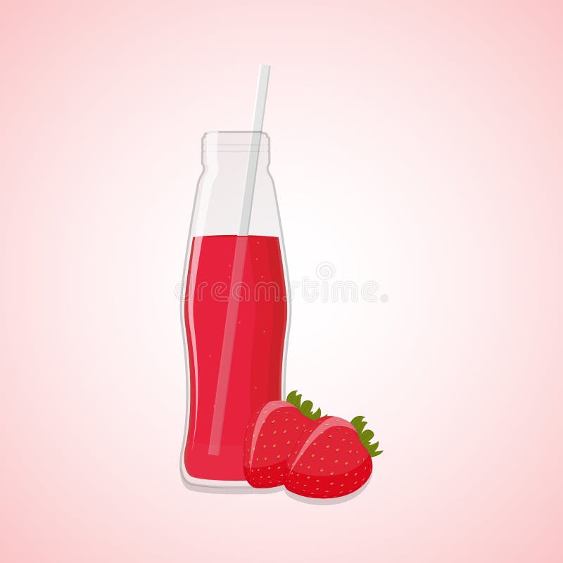 Fruit Juice Bottle, Strawberry Stock Vector - Illustration of natural ...