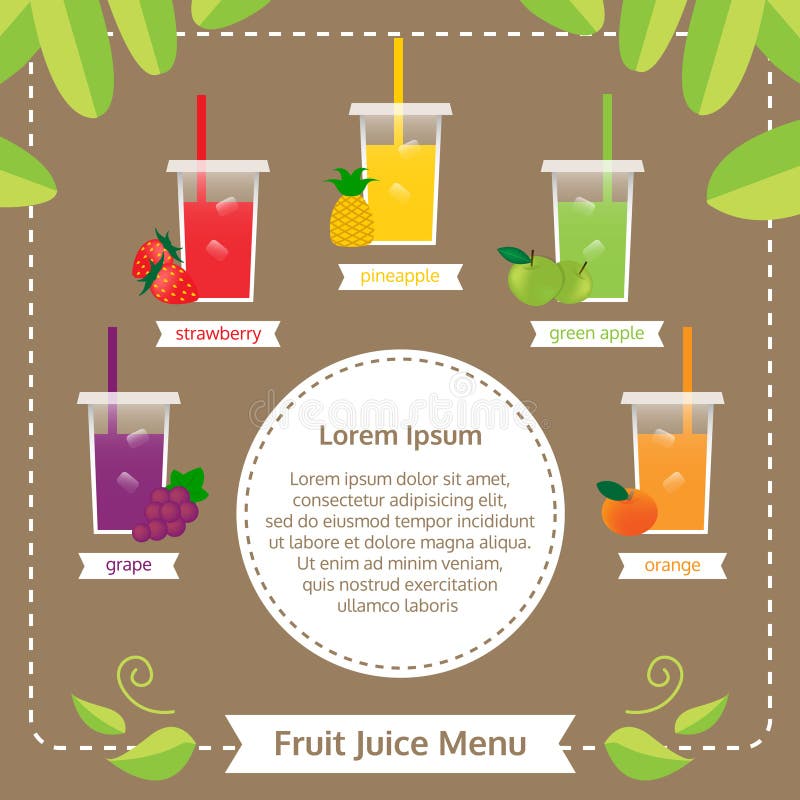 Fruit juice menu stock vector. Illustration of menu, apple - 55318499