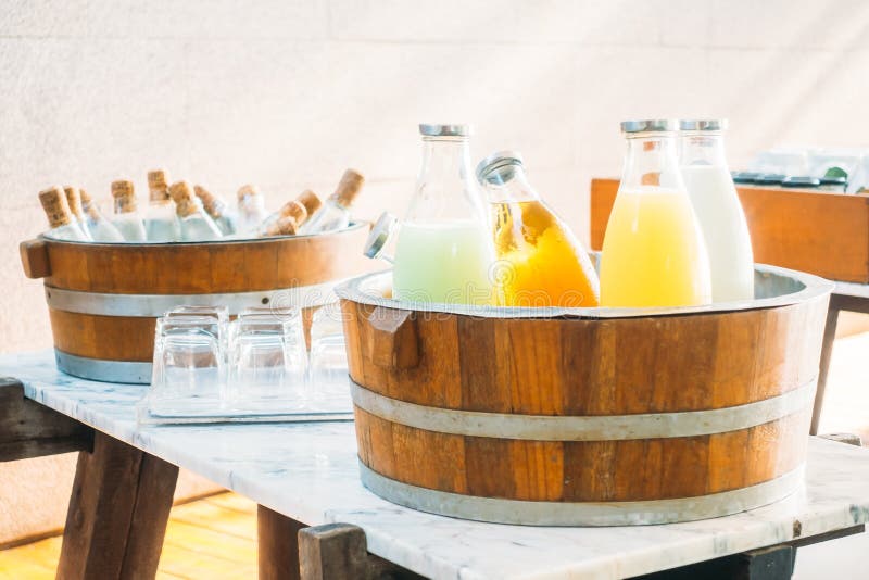 Fruit juice and Milk stock photo. Image of buffet, sweet - 109810798