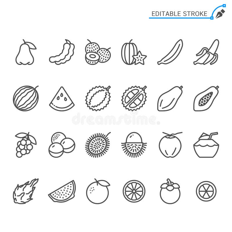 Fruit Line Icons Set, Outline Style. Vector Stock Vector - Illustration ...