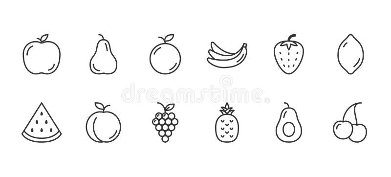 Fruit Line Icons stock vector. Illustration of apple - 330221678