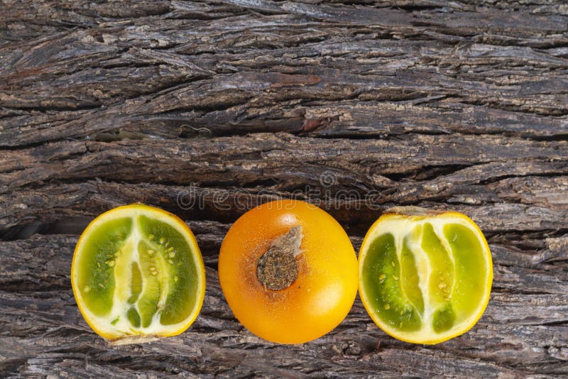 Fruit of Lulo or Naranjilla on Wood Stock Image - Image of colombia ...