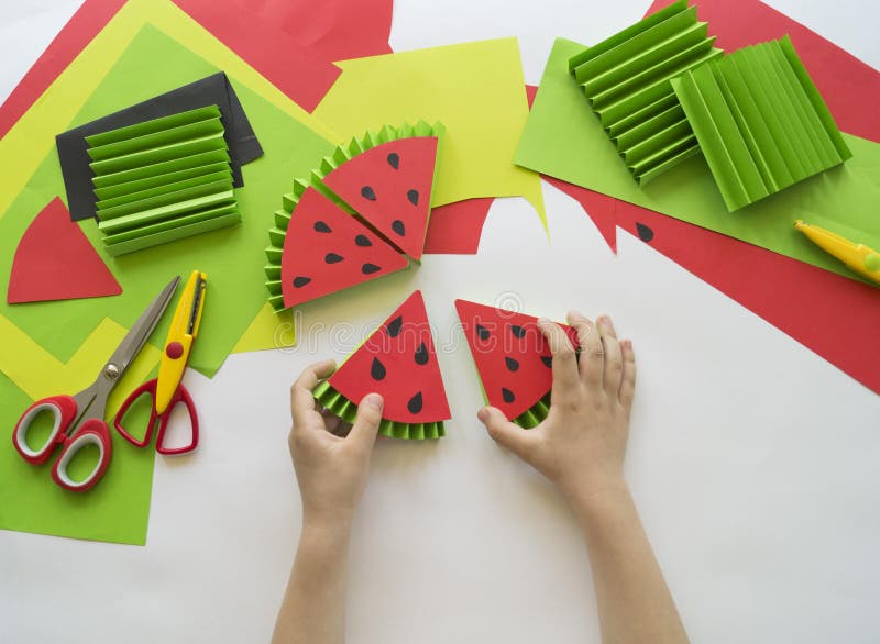Fruit Made of Craft Paper. Children`s Hands Stock Image - Image of ...