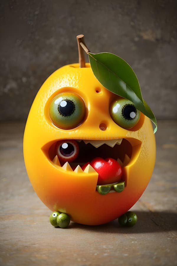 Fruit Mango with Eyes and Mouth Like Monster Design by AI Model ...
