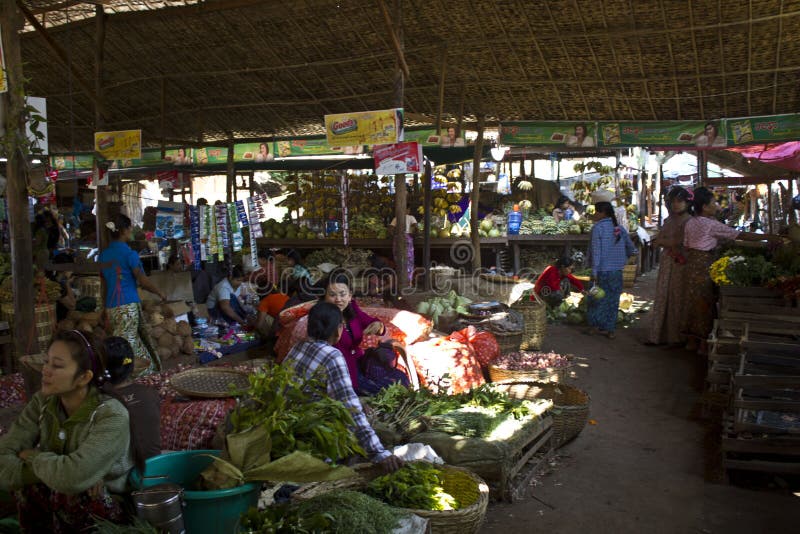 Fruit Market at Inle lake editorial stock photo. Image of south - 41675163