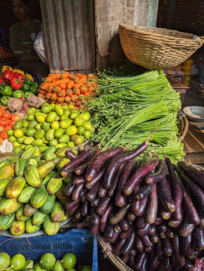 Fruit Market with Various Colorful Fresh Fruits and Vegetables Stock ...