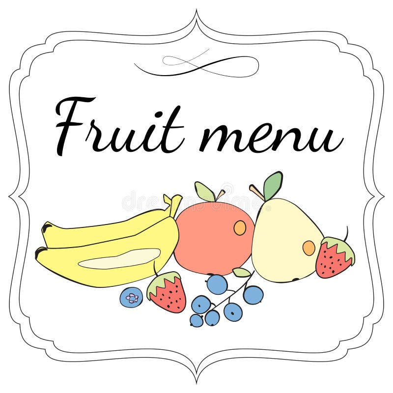 Fruit menu template stock vector. Illustration of sweet - 96380973