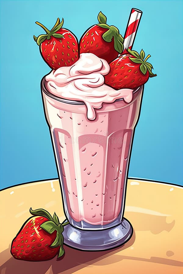 Fruit Milkshake. Vector Illustration of a Cartoon Flat Icon. Generative ...