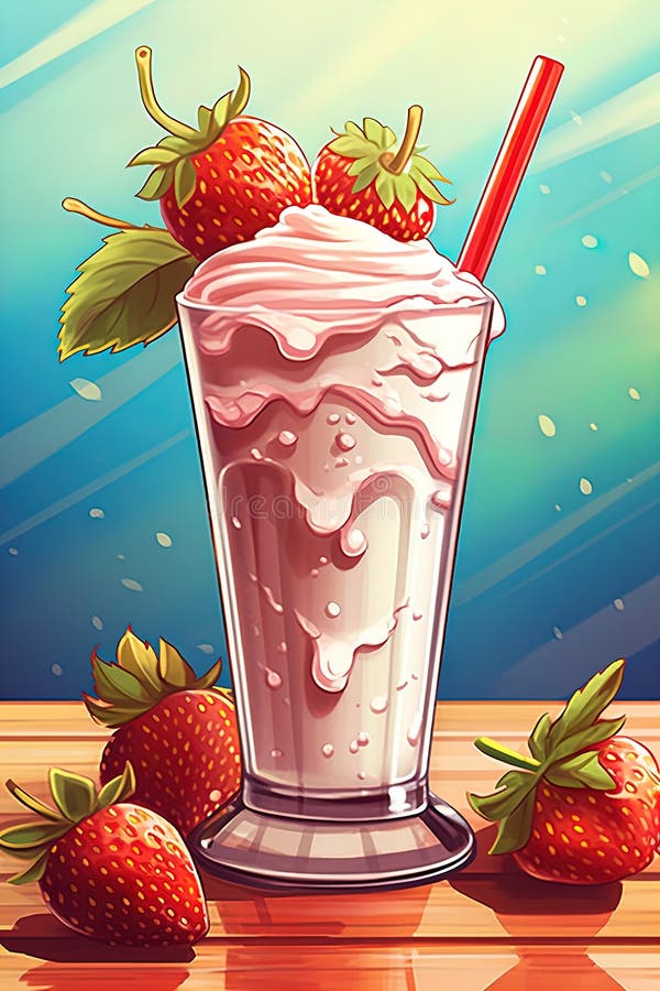 Fruit Milkshake. Vector Illustration of a Cartoon Flat Icon. Generative ...