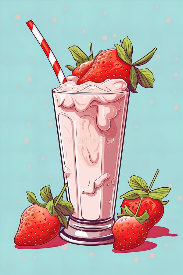 Fruit Milkshake. Vector Illustration of a Cartoon Flat Icon. Generative ...