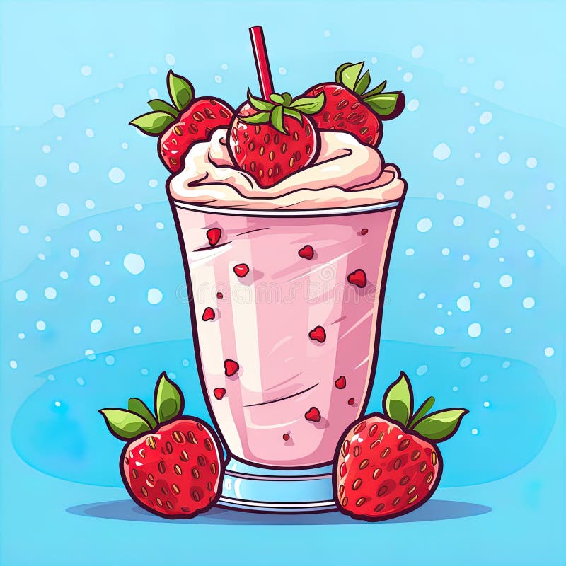 Fruit Milkshake. Vector Illustration of a Cartoon Flat Icon. Generative ...