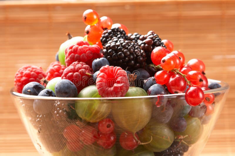Fruit Mix in the Glass Container Stock Photo - Image of dewberry ...