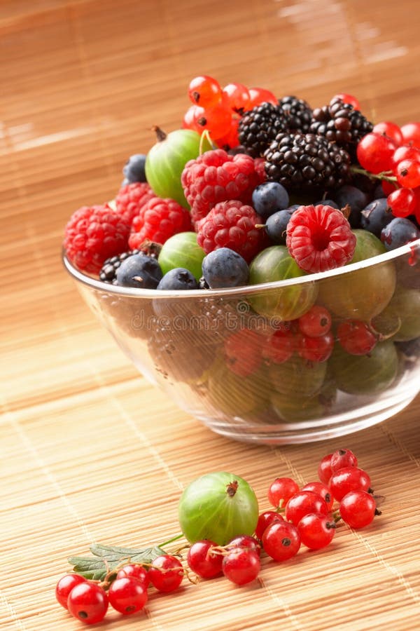 Fruit Mix in the Glass Container Stock Photo - Image of dewberry ...