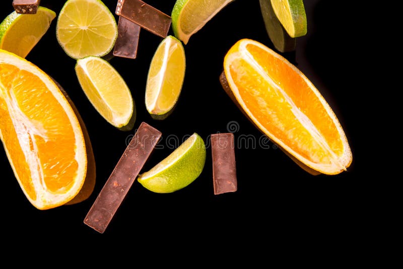 Fruit Mix Slices of Orange Lemon Lime and Pieces Stock Photo - Image of ...
