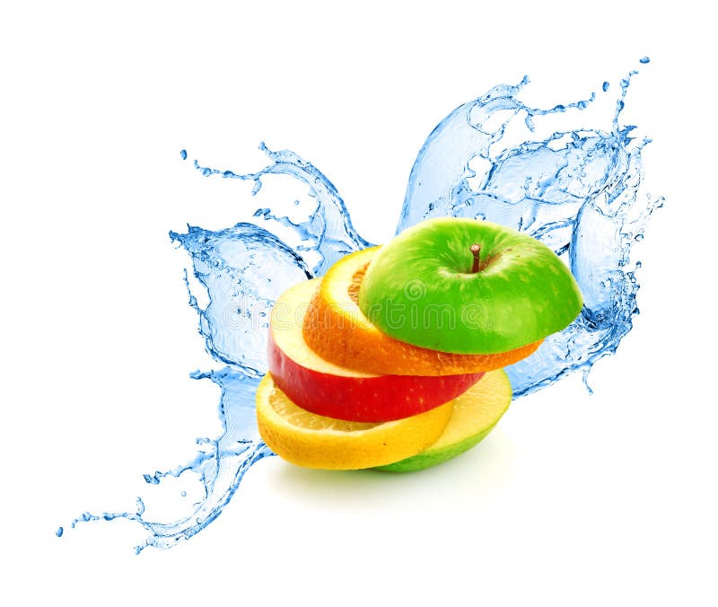 Fruit mix in water splash stock photo. Image of multi - 32865022