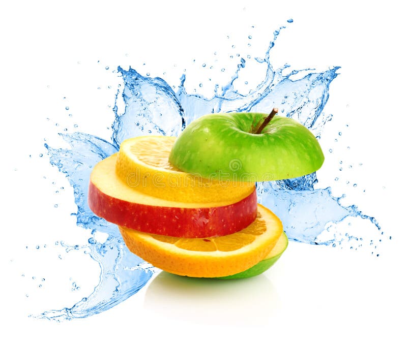 Fruit mix in water splash stock photo. Image of background - 33015182