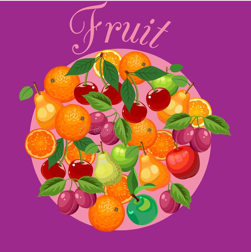 Fruit Mixed, Poster, Postcard, Label on a Bright Juicy Background Stock ...