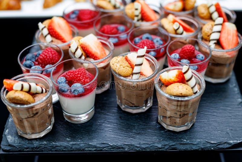 Fruit Mousse for a Breakfast Buffet at the Hotel. Stock Image - Image ...