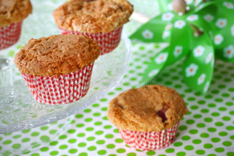 Fruit Muffins on a Cake Stand Stock Photo - Image of overflowing ...
