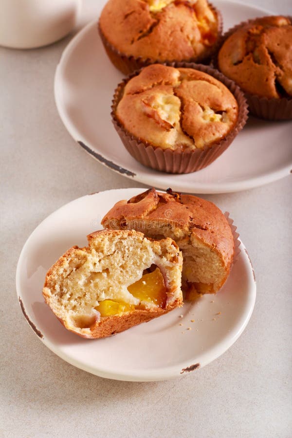 Fruit muffins, cut on half stock photo. Image of bake - 156822400