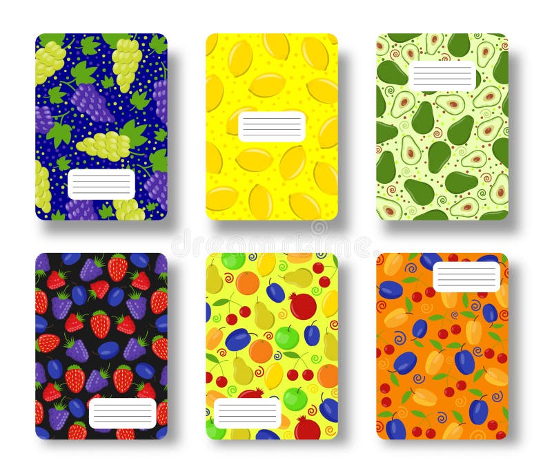 Fruit Notebook Cover Berry Notepad Diary Pattern Stock Vector - Illustration of notepaper, lemon ...