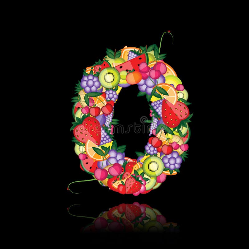 Fruit Number 0 for Your Design Stock Vector - Illustration of berry ...
