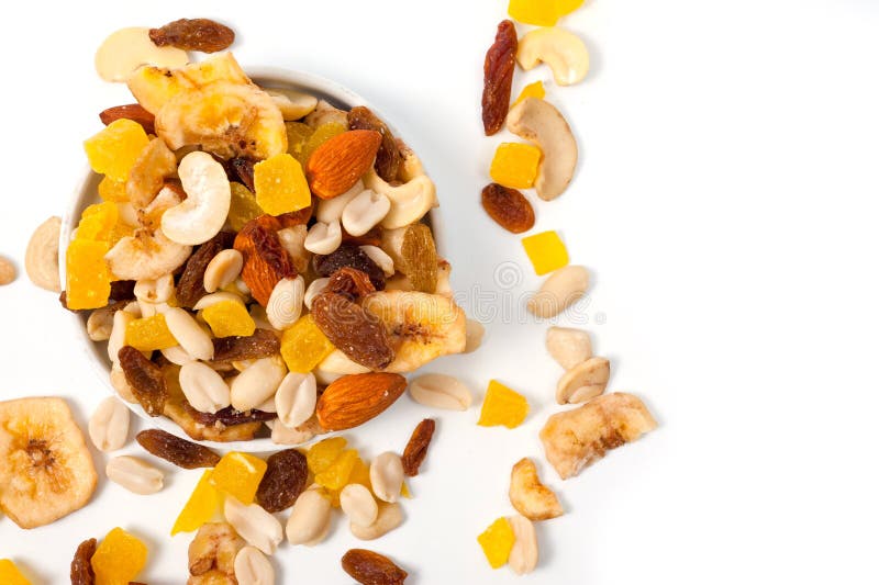 Fruit and Nut Assortment of Peanuts, Raisins, Pineapple, Almonds ...