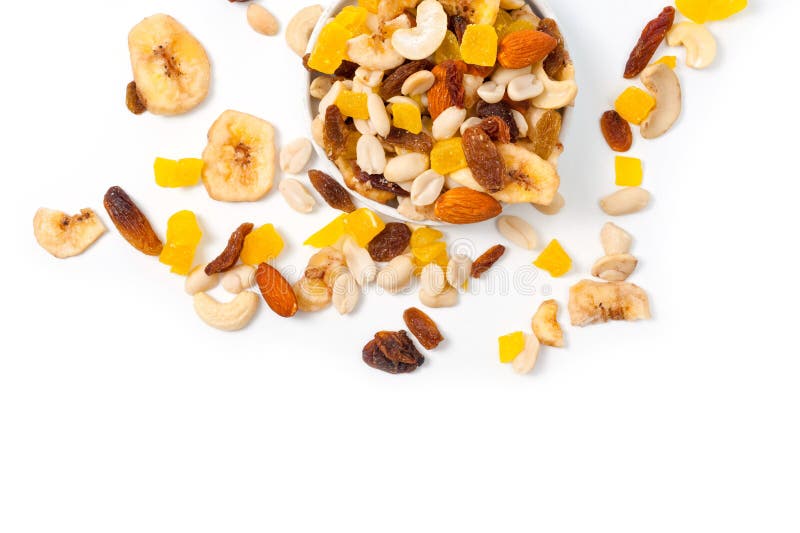 Fruit and Nut Assortment of Peanuts, Raisins, Pineapple, Almonds ...