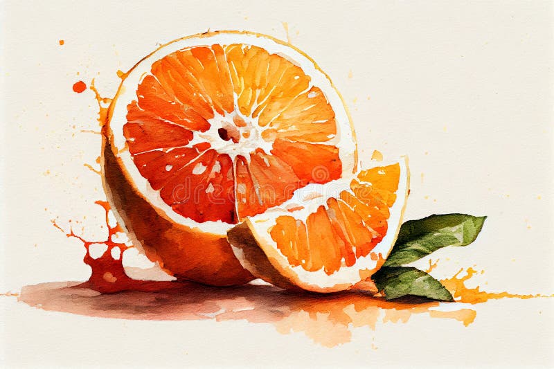 Fruit Orange Drawing with Bit of Watercolour Stock Illustration ...