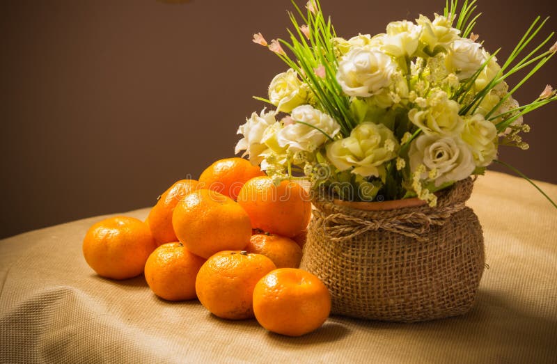 Fruit orange and Flower stock image. Image of mandarin - 35912031