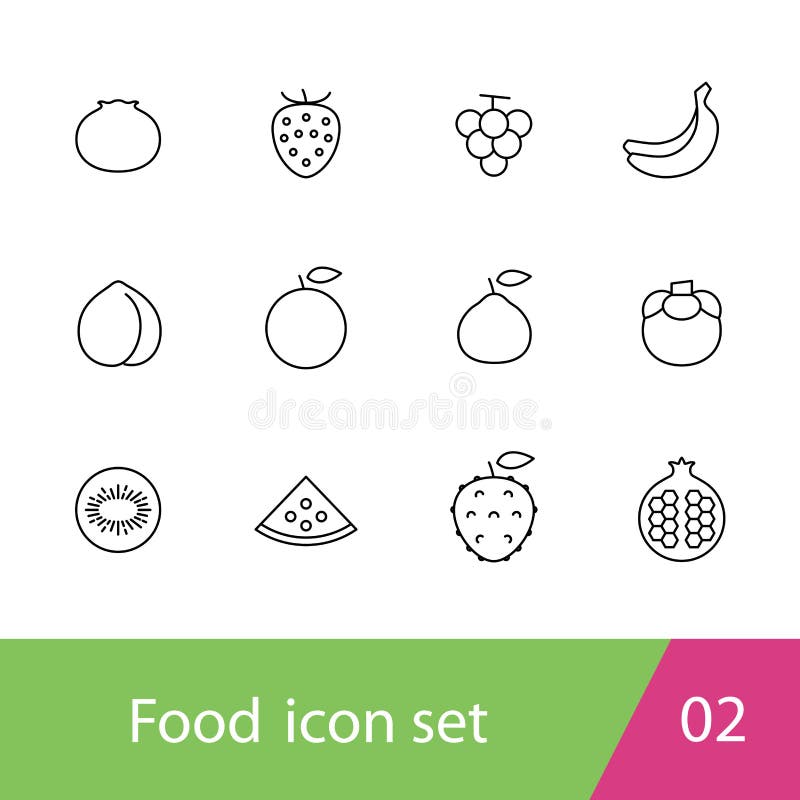 Fruit Outline Icon Set Design, Vector Illustration Stock Vector ...