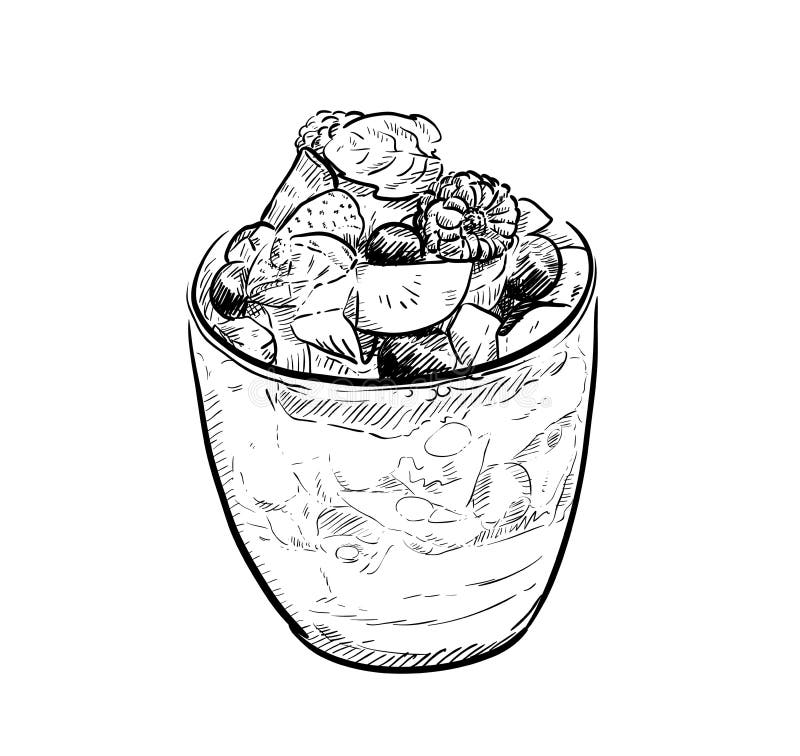 Fruit Parfait Doodle stock vector. Illustration of pencil - 62189250