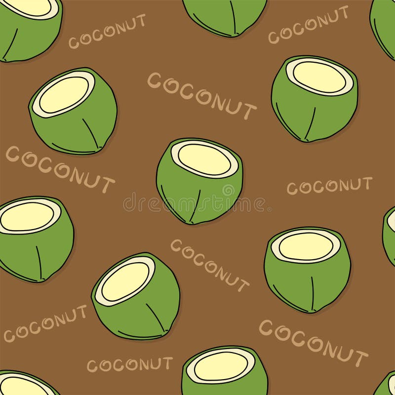Fruit Pattern Background Graphic Coconut Stock Vector - Illustration of ...