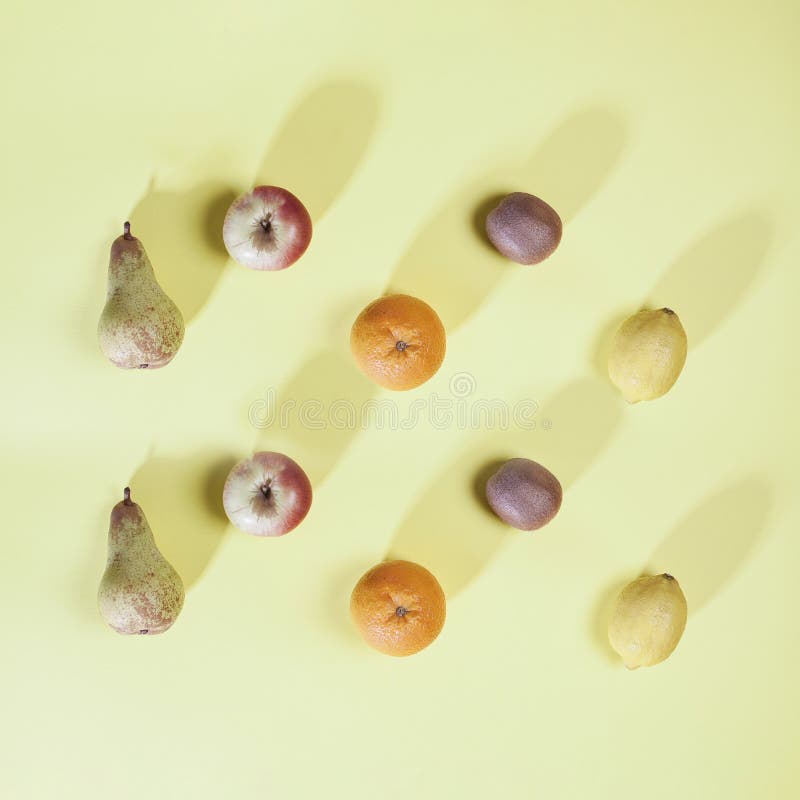 Fruit Pattern. Composition of Different Fruit Rows. Square Picture with ...