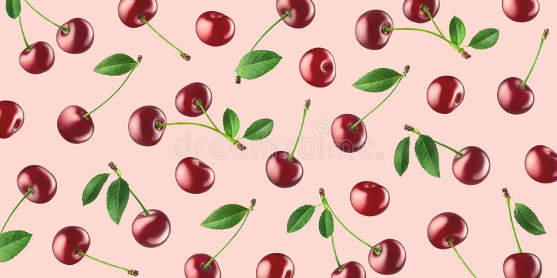 Fruit Pattern of Fresh Ripe Red Cherries Stock Image - Image of juicy ...