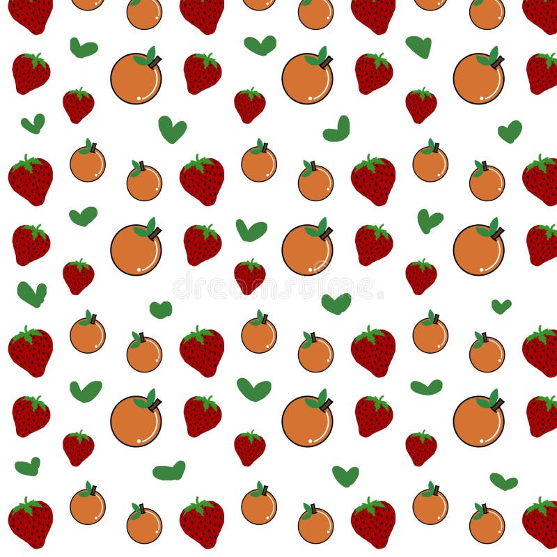 Fruit Pattern, Fruit Background, Strawberry and Orange, Minimal Pattern ...