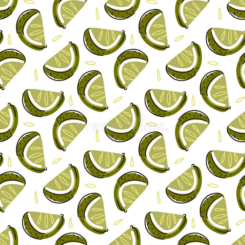 Fruit Pattern of Lime Slices Highlighted on a White Background. View ...