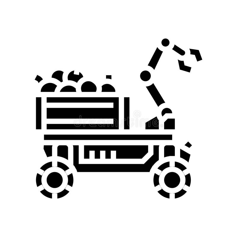 Fruit Picker Robot Harvests Glyph Icon Vector Illustration Stock Vector ...