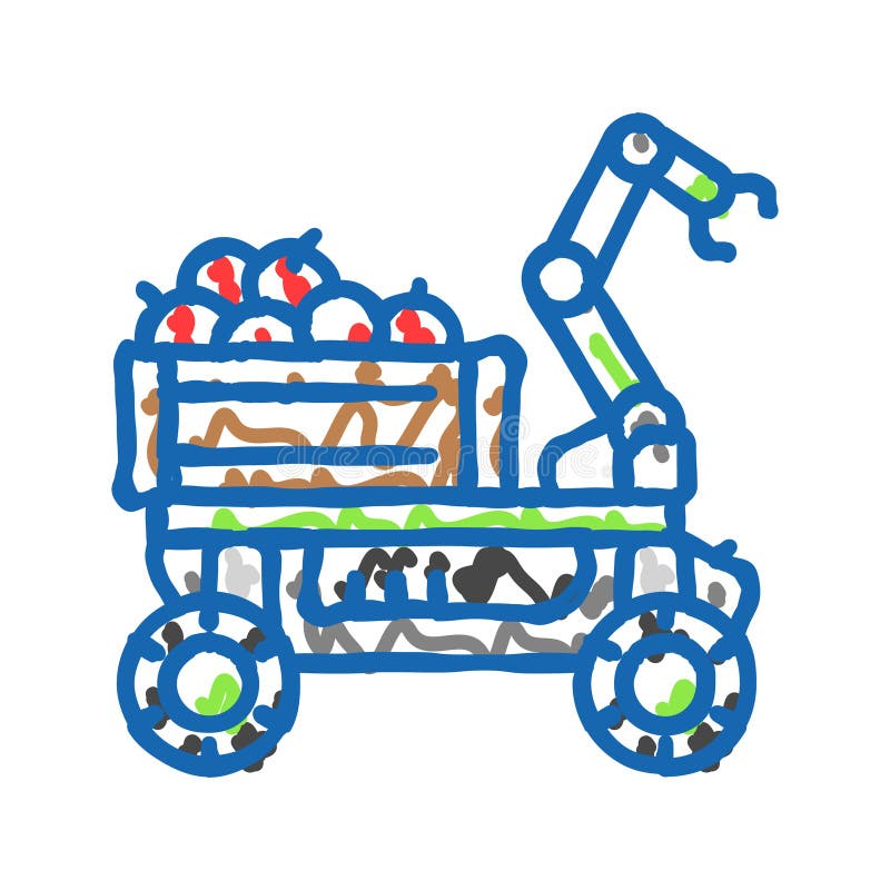 Fruit Picker Robot Harvests Icon Doodle Illustration Stock Illustration ...