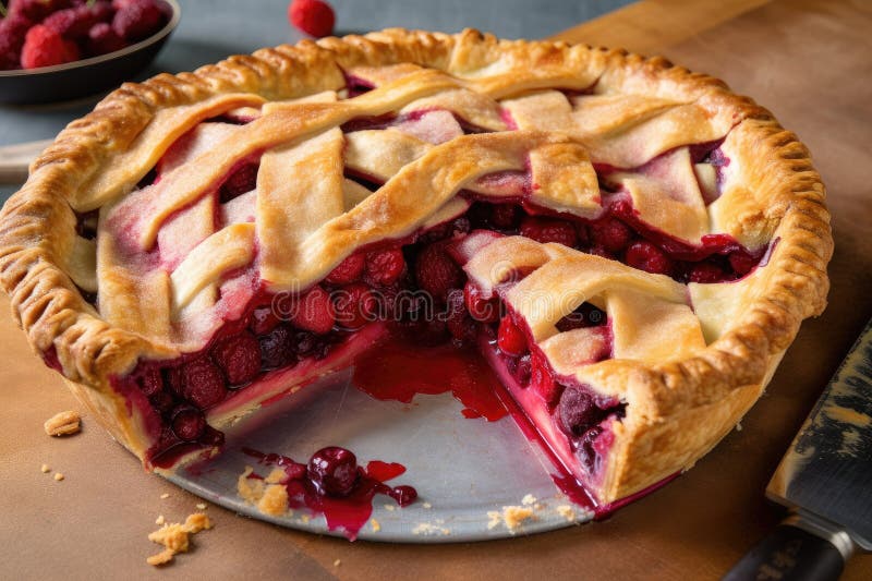 Fruit Pie, Cut in Half To Reveal the Fruit Filling Inside Stock Image ...